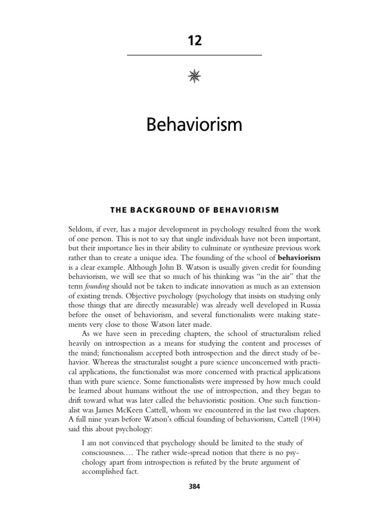Behaviorism | PDF | Classical Conditioning | Psychology