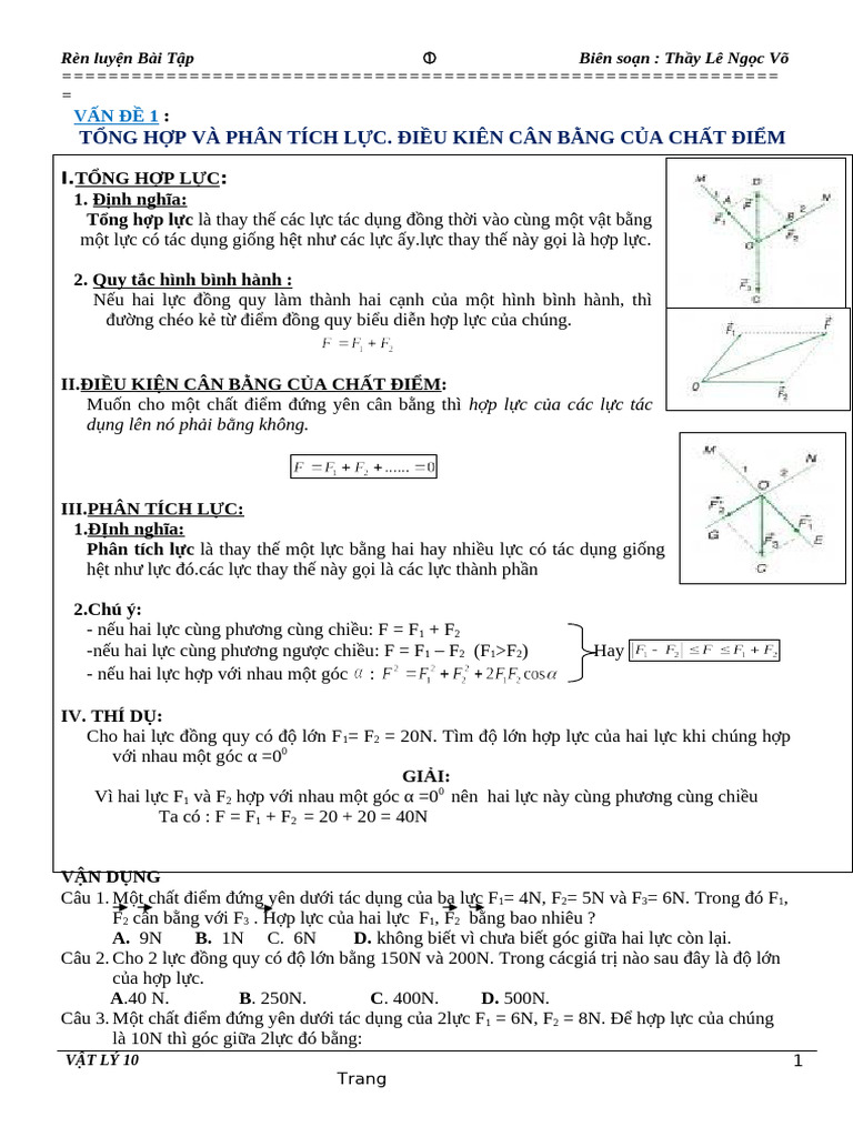 BAI TAP TONG HOP VA PHAN TICH LUC | PDF