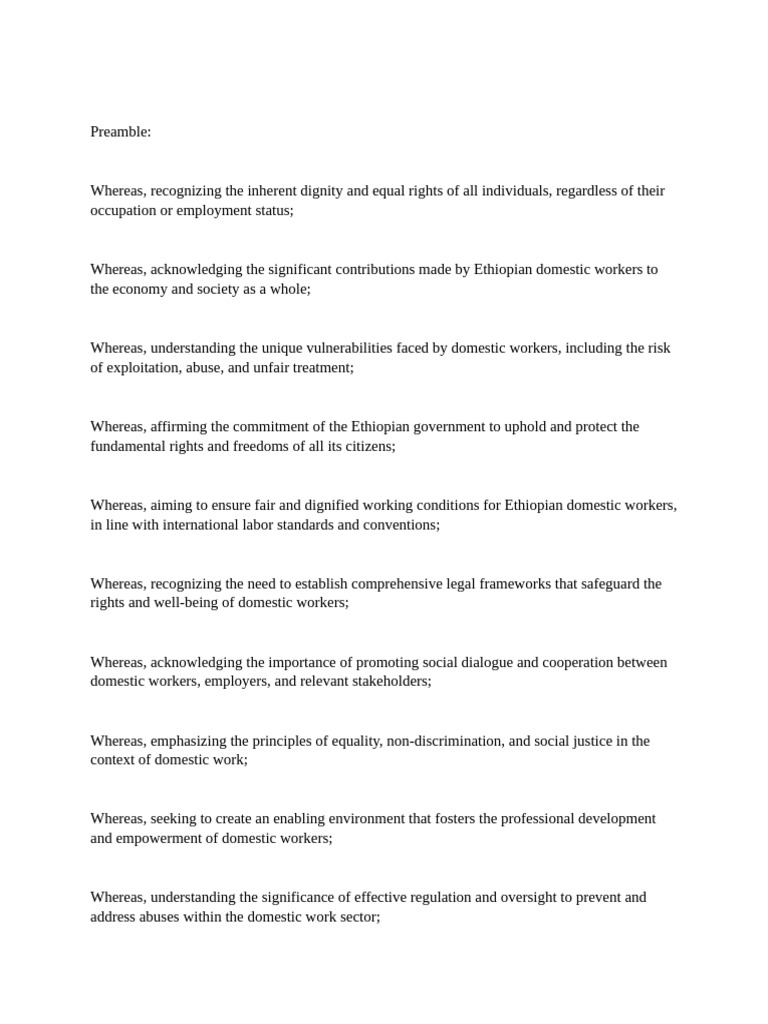 Ethiopian Domestic Workers Proclamation | PDF | Mediation | Employment