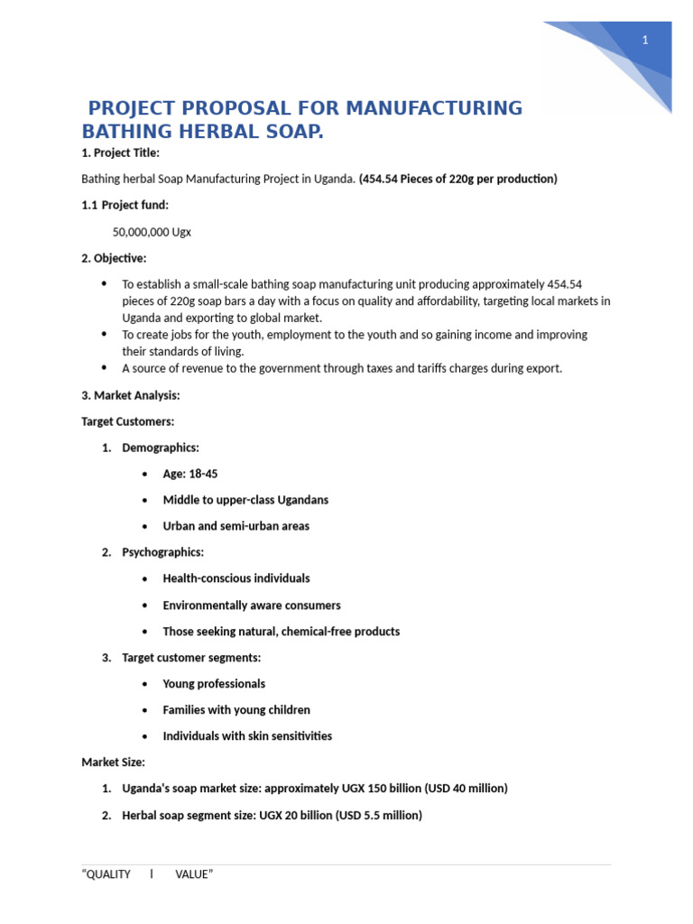 Herbal Soap Manufacturing Proposal Uganda | PDF | Return On Investment ...