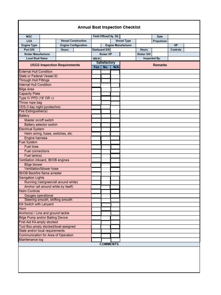 Boat-Inspection-Form | PDF | Manufactured Goods