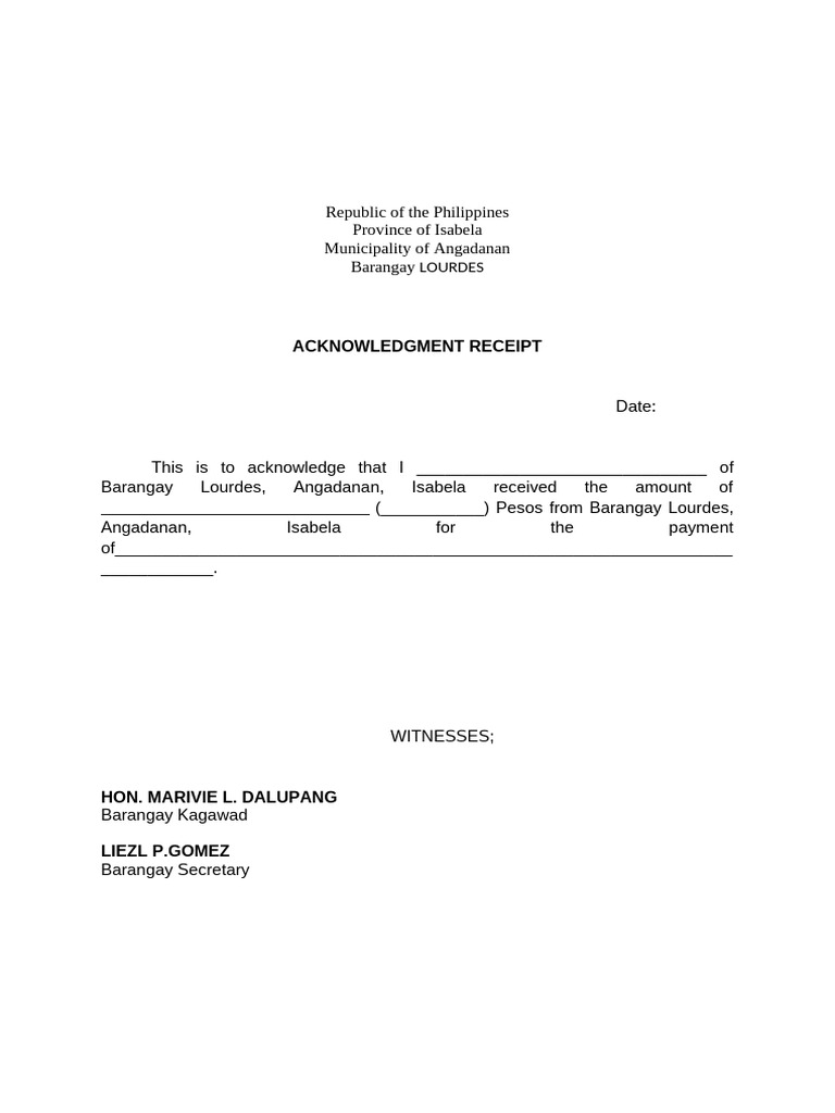 Acknowledgment Receipt | PDF