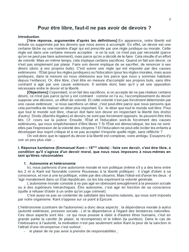 Devoirs et liberté : un dilemme moral | PDF | Moralité | Emmanuel Kant