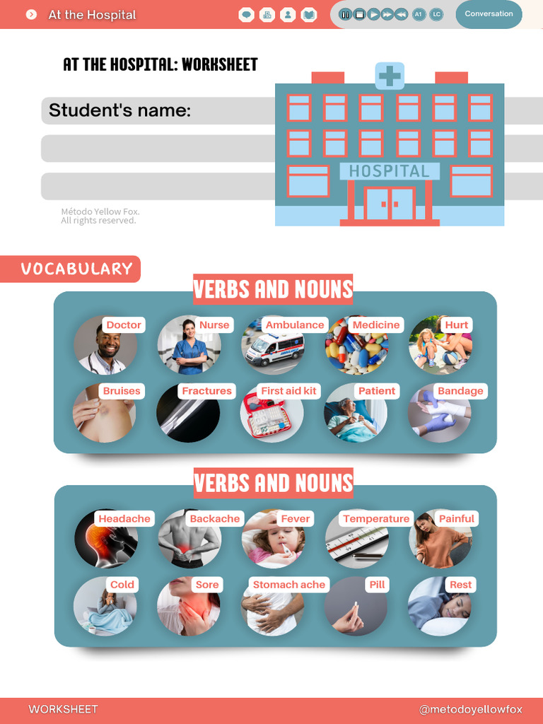 Worksheet at the Hospital | PDF | First Aid | Diseases And Disorders