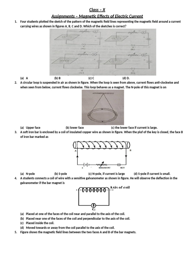 Assignments - Magnetic Effects of Current 1 | PDF | Magnetic Field | Electromagnetic Induction