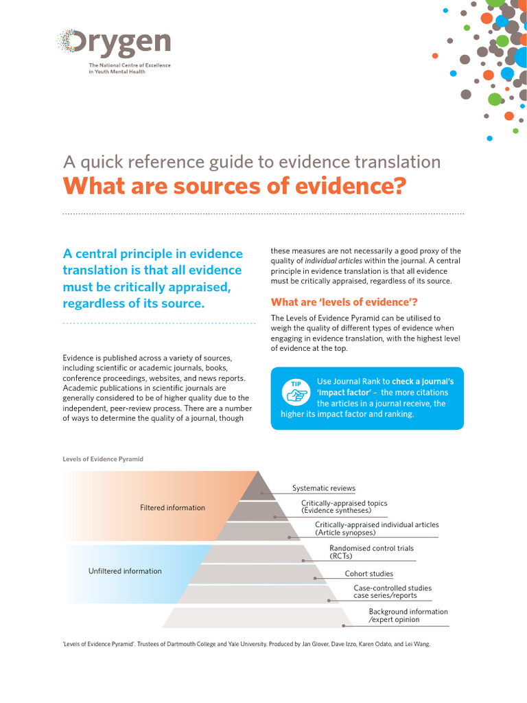 Orygen Reference Guide Evidence Translation | PDF | Randomized Controlled Trial | Systematic Review