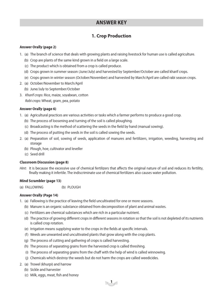 StartUp Science Class 8 Answer Key | PDF | Combustion | Crop Rotation
