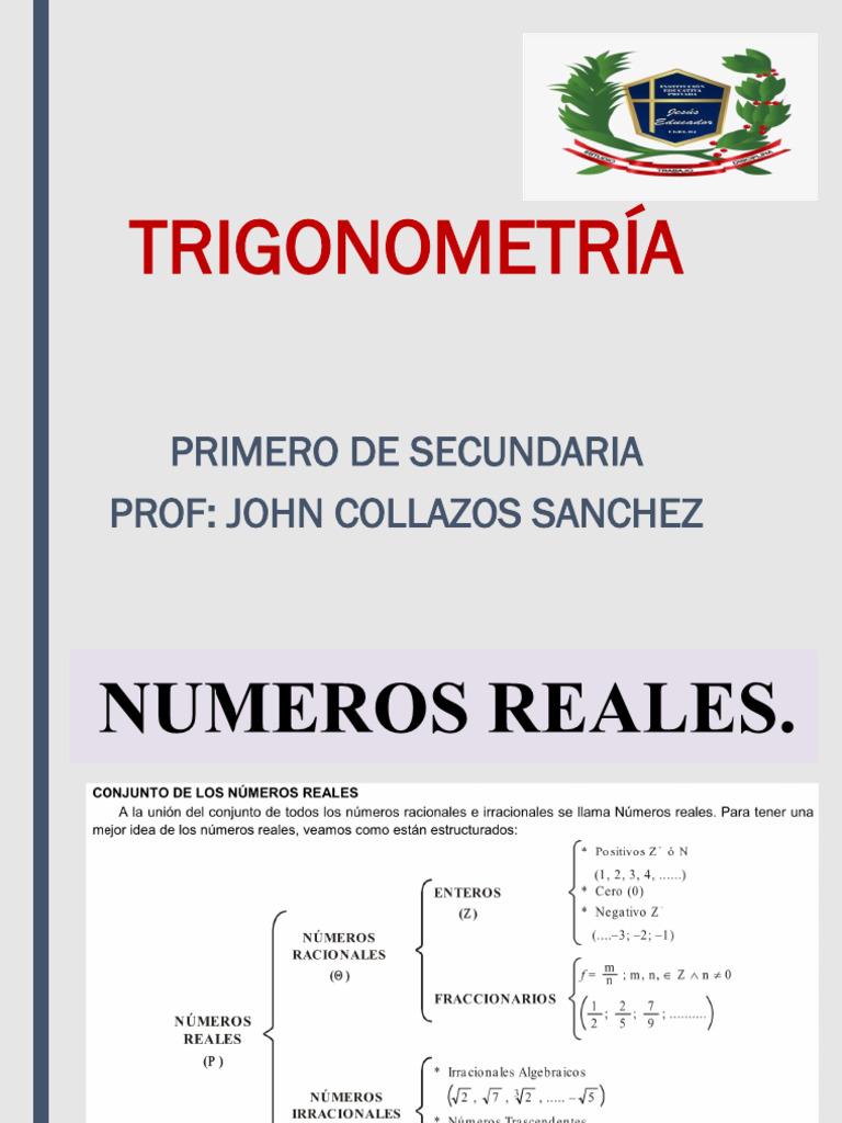 1año Sec - Conjunto de Los Numeros Reales. Trigonometría | PDF
