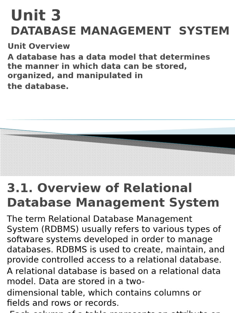 Grade 12 Unit 3 | PDF | Relational Database | Sql