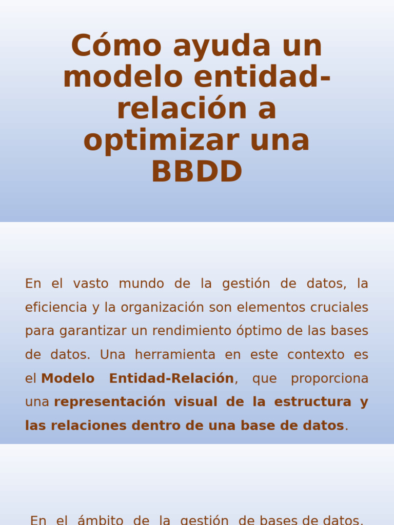 Cómo ayuda un modelo entidad-relación a optimizar una base de datos | PDF | Bases de datos | Diseño