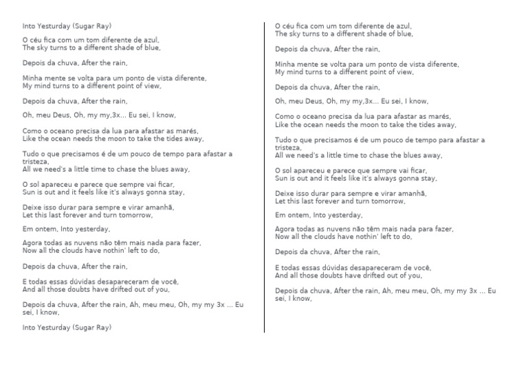 Análise da Letra de "Into Yesterday" | PDF | Música gravada | Gravação ...