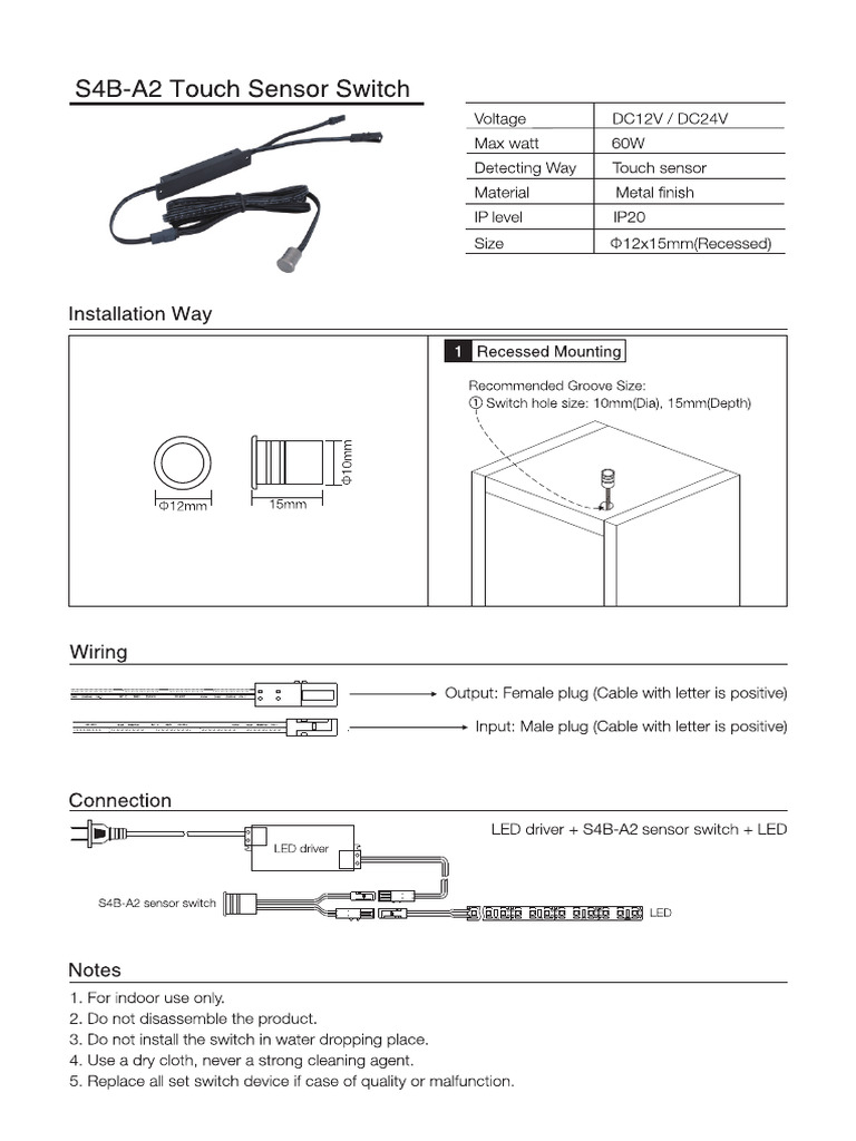 S4B-A2 Touch Sensor Switch | PDF