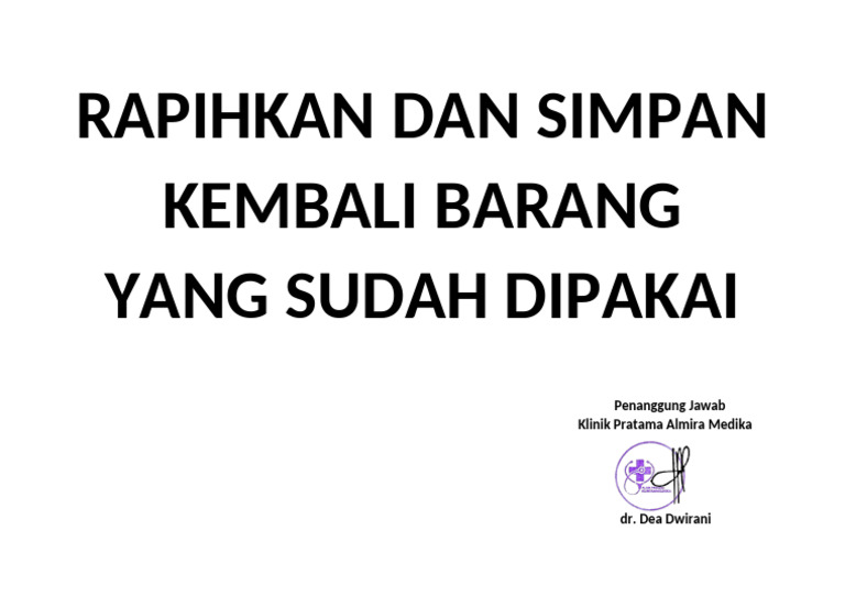 Rapihkan Dan Simpan Kembali Barang Yang Sudah Dipakai | PDF