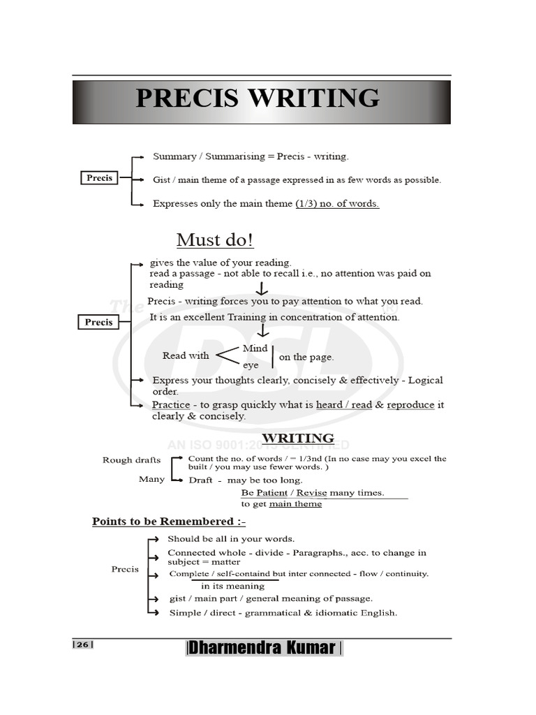 Precis Writing Techniques Guide | PDF