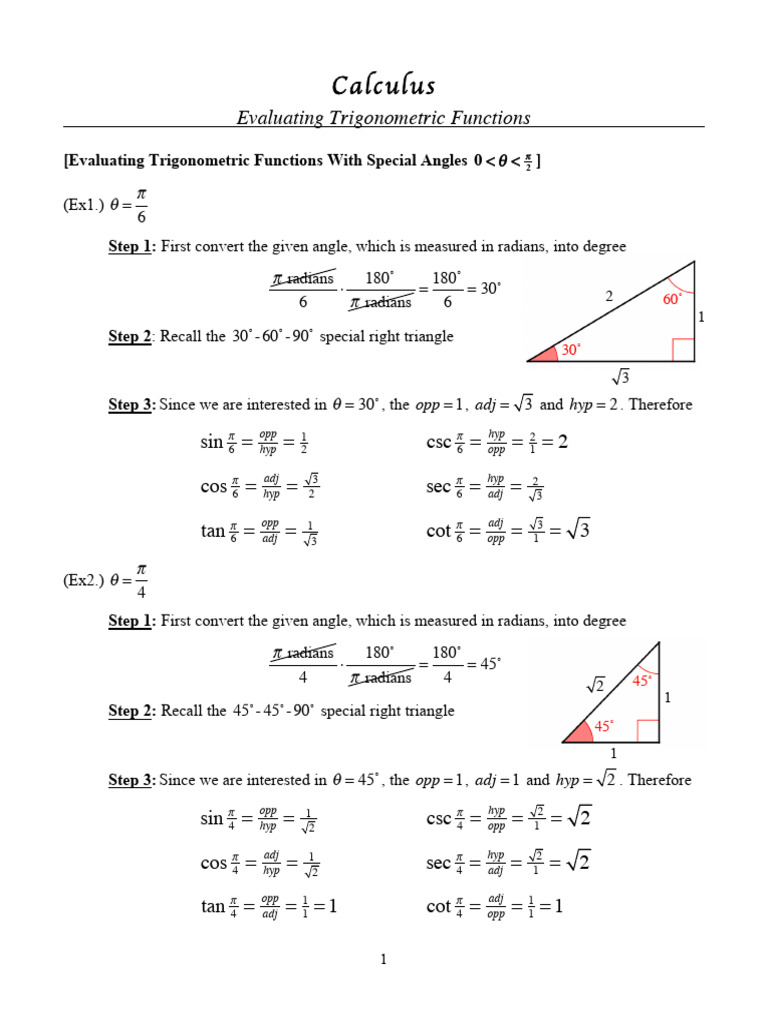 Notes Trig Evaluating Trigonometric Functions | PDF | Trigonometry ...