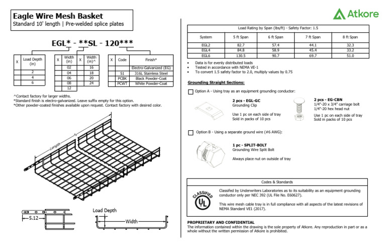 Atkore Eagle Wire Mesh Basket Specs | PDF | Electrical Engineering ...