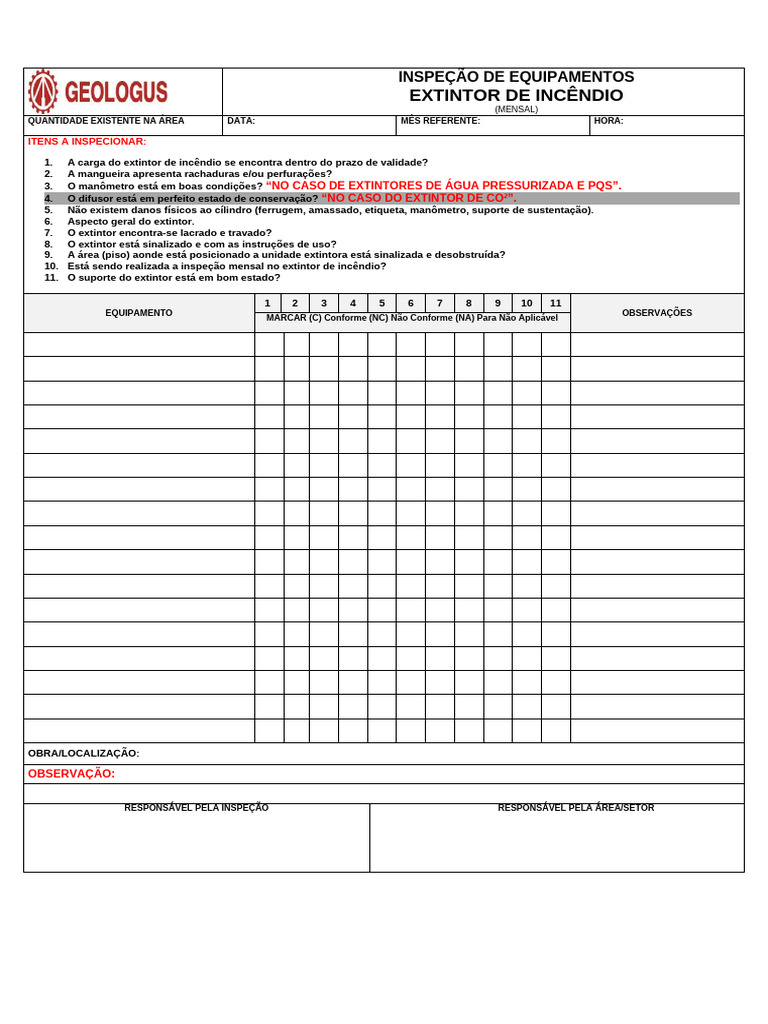 Checklist Extintor de Incêndio | PDF
