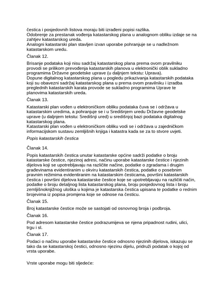 Čestica I Posjedovnih Listova Moraju Biti Izrađeni Popisi Razlika | PDF