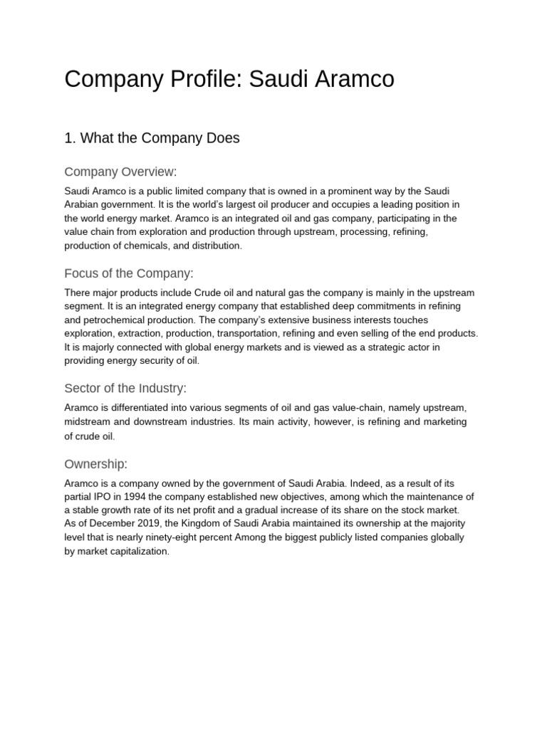 Saudi Aramco Company Profile 2025 | PDF | Petroleum | Oil Refinery