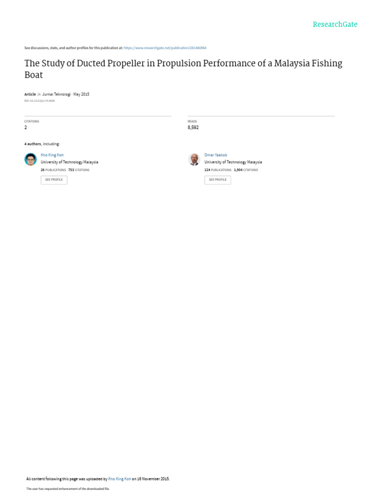 The Study of Ducted Propeller in Propulsion Perfor | PDF | Propeller ...