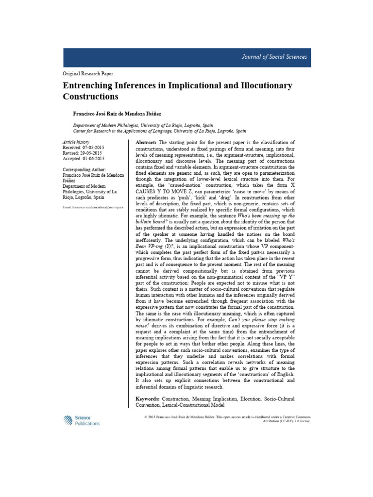 Entrenching Inferences in Implicational | PDF | Semantics | Grammar