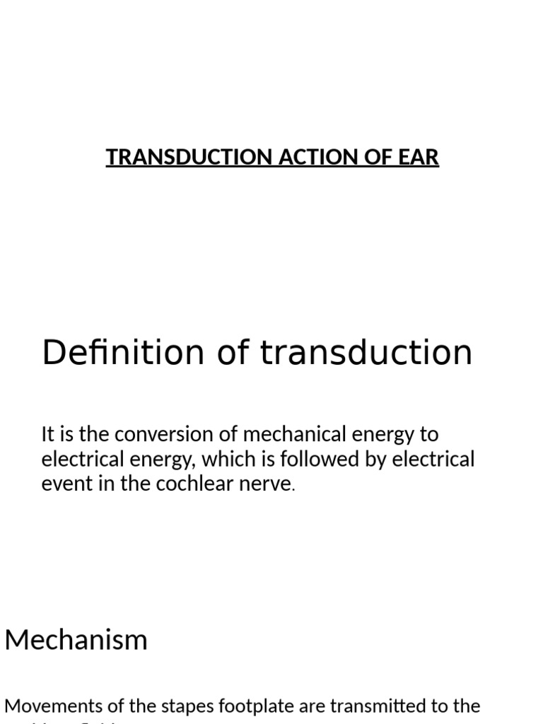 Transduction Action of Ear | PDF