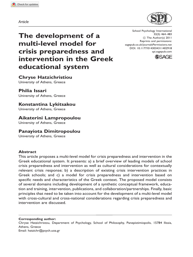 4.he Development of A Multi Level Model For Crisis Preparedness and ...