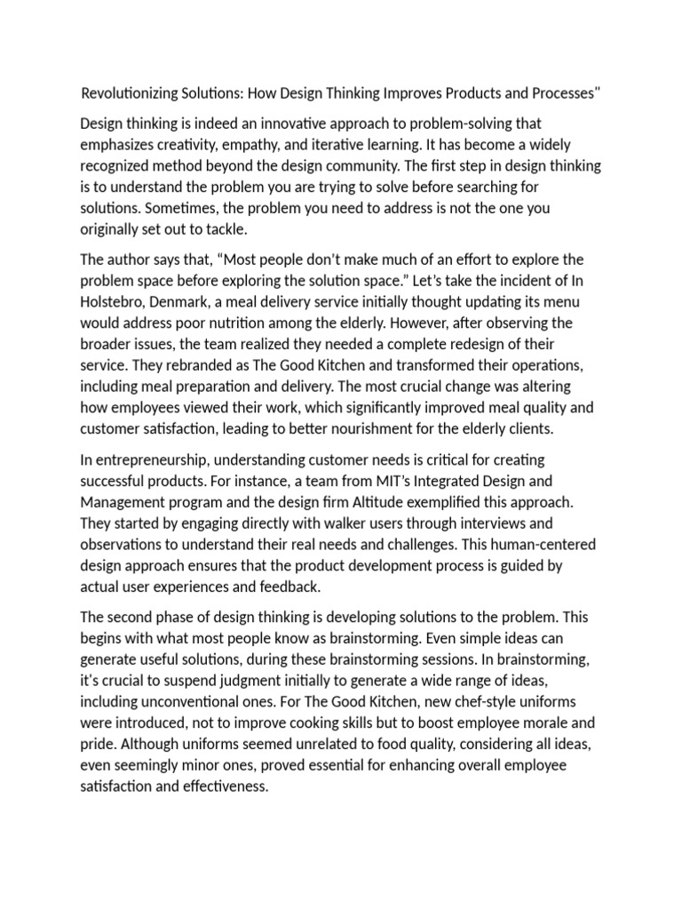 Design Thinking for Product Innovation | PDF | Design Thinking | Brainstorming