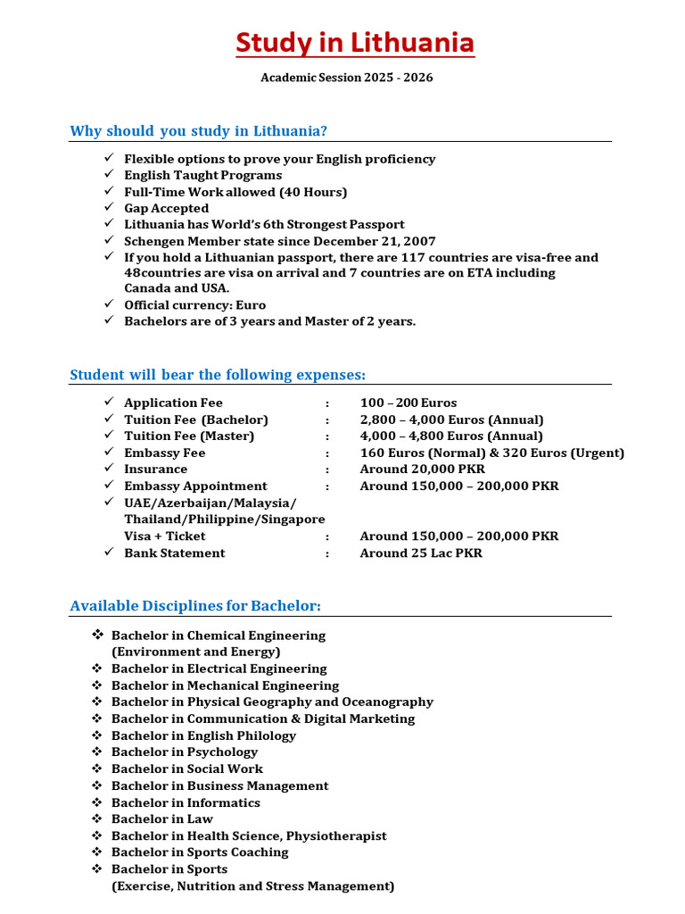 Study in Lithuania: 2025 Guide | PDF | Travel Visa | Passport