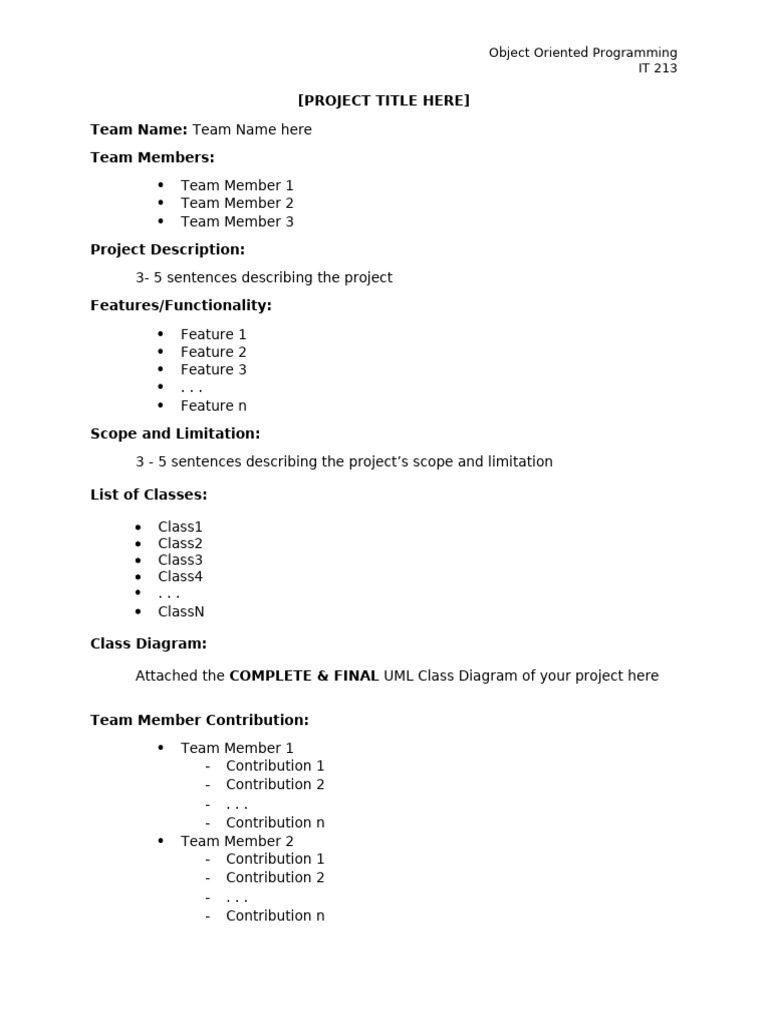 Project Documentation Template | PDF