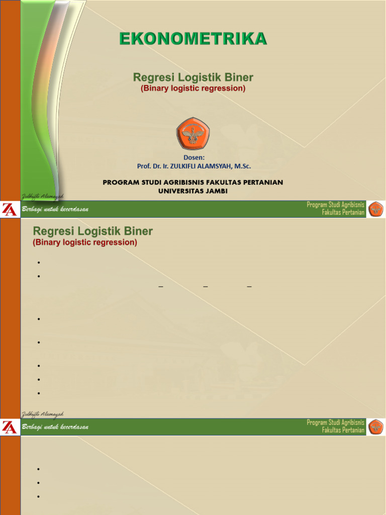Ekonometrika 6 Model Regresi Logistik Biner | PDF
