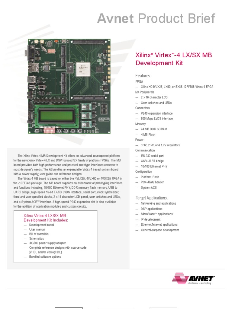 Xilinx Virtex-4 LX-SX MB Development Kit-Product Brief | PDF | Field Programmable Gate Array ...