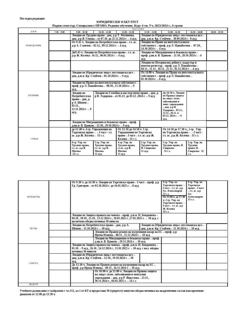 4 Pravo - RO - 4 Kurs - 1 Sem. 2024-2025 | PDF