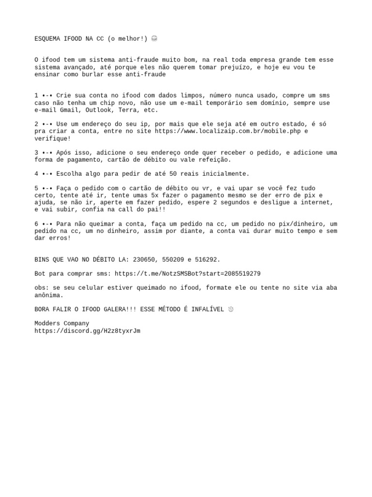 Esquema Ifood Na CC o Melhor | PDF