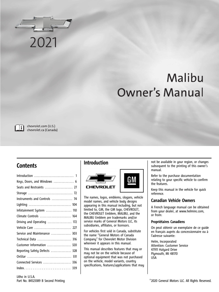 2021 Malibu | PDF | Automotive Industry | Transport Economics