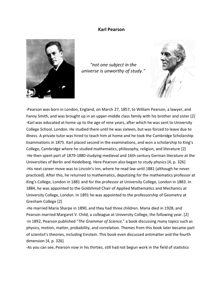 Karl Pearson | PDF | Francis Galton | Statistics