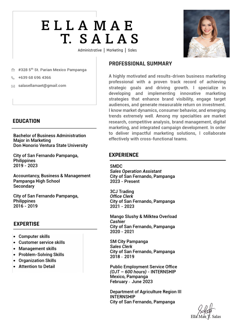 Ella Mae Tayag Salas-Resume | PDF | Marketing | Business
