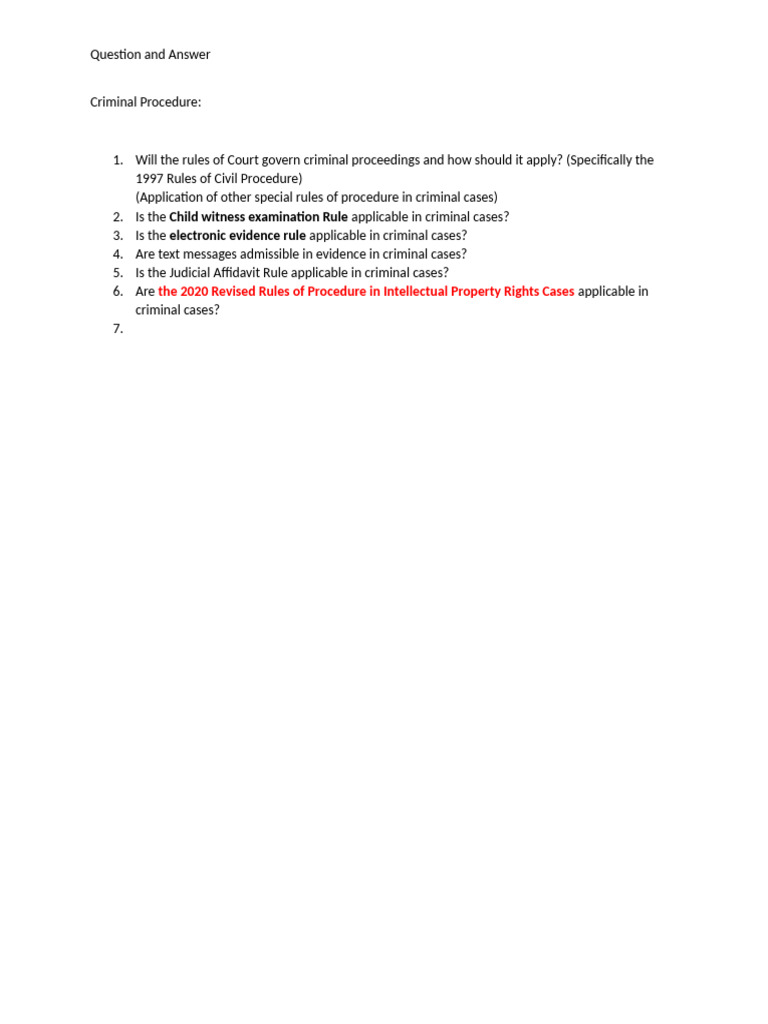 Criminal Procedure Q&A: Key Rules Explained | PDF