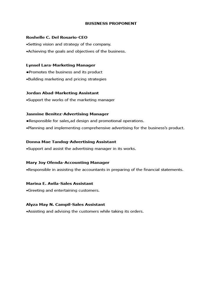 Business Proponent | PDF