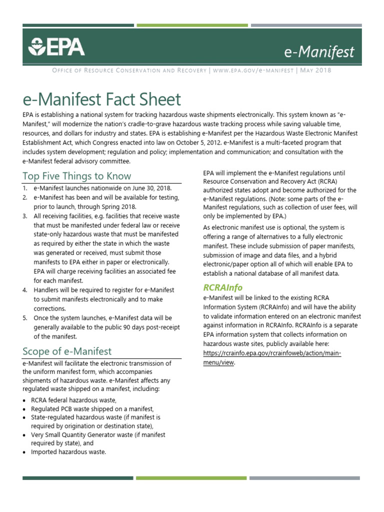 e-Manifest System Overview and Benefits | PDF | Waste | Hazardous Waste
