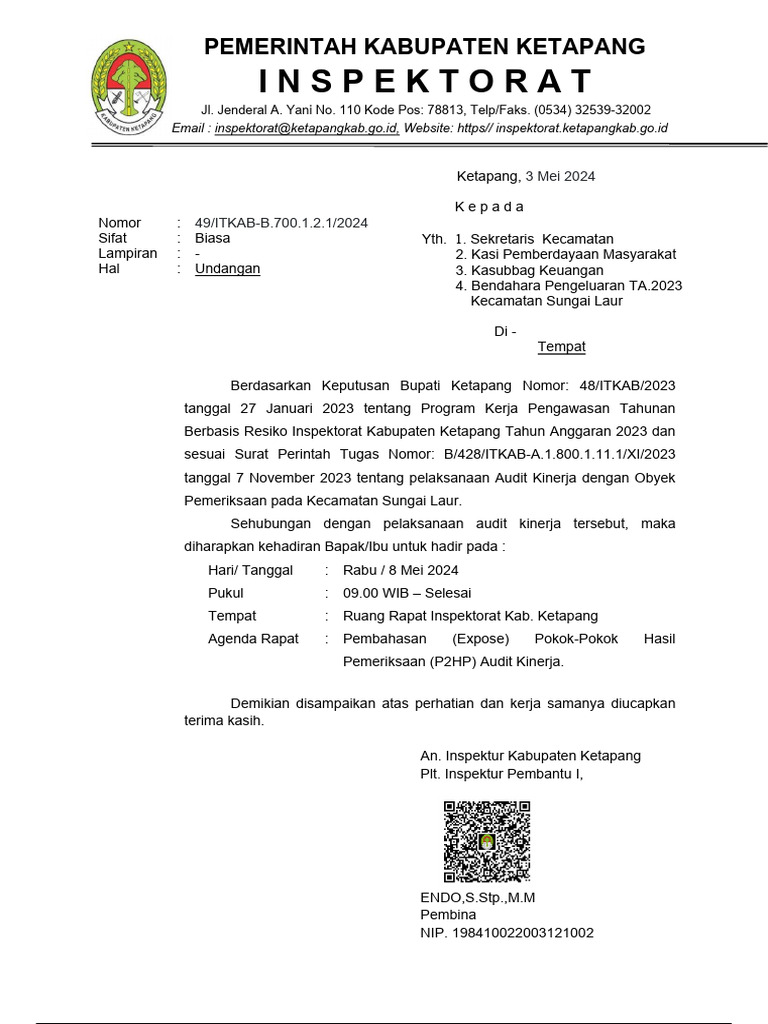 Undangan Expose P2HP Aukin Sungai Laur | PDF