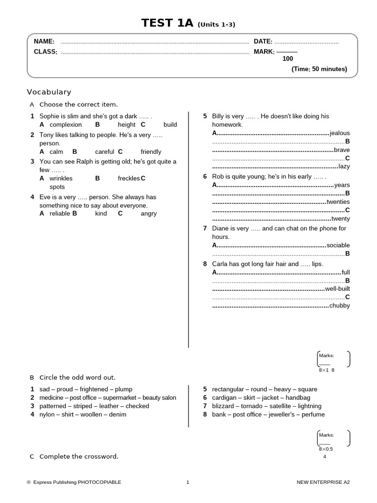 Test Units 1-3 | PDF