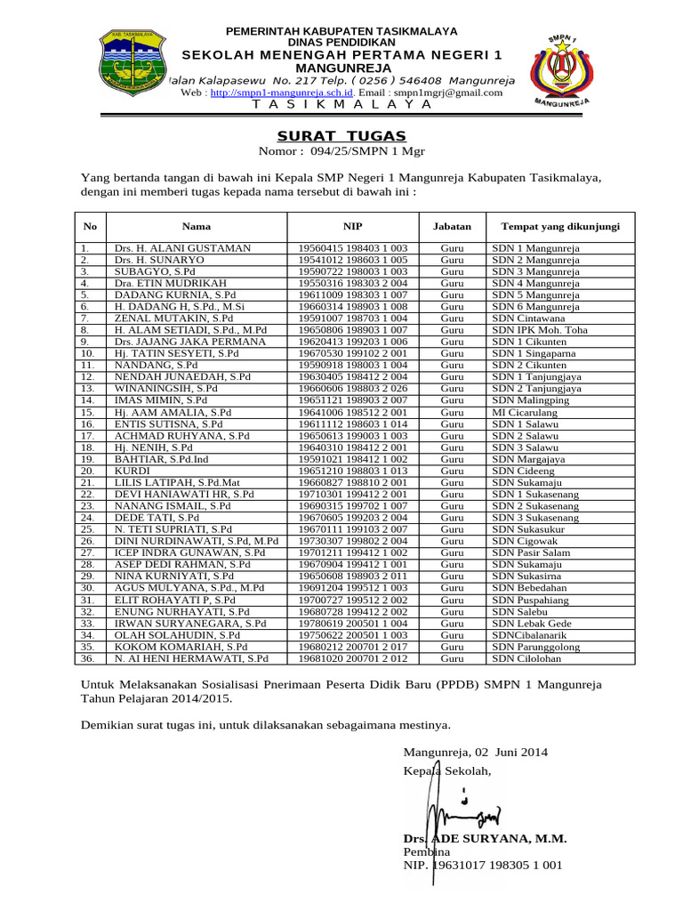 Surat Tugas Format | PDF