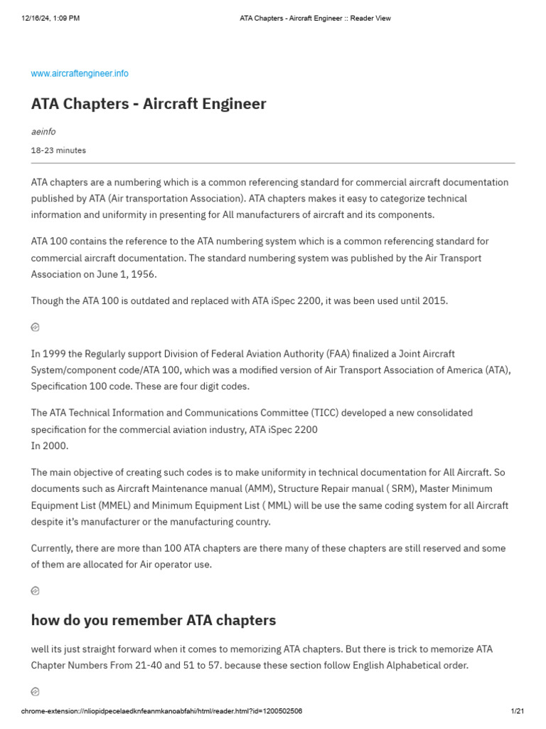 ATA Chapters | PDF | Helicopter Rotor | Landing Gear ATA Chapters | PDF | Helicopter Rotor | Landing Gear