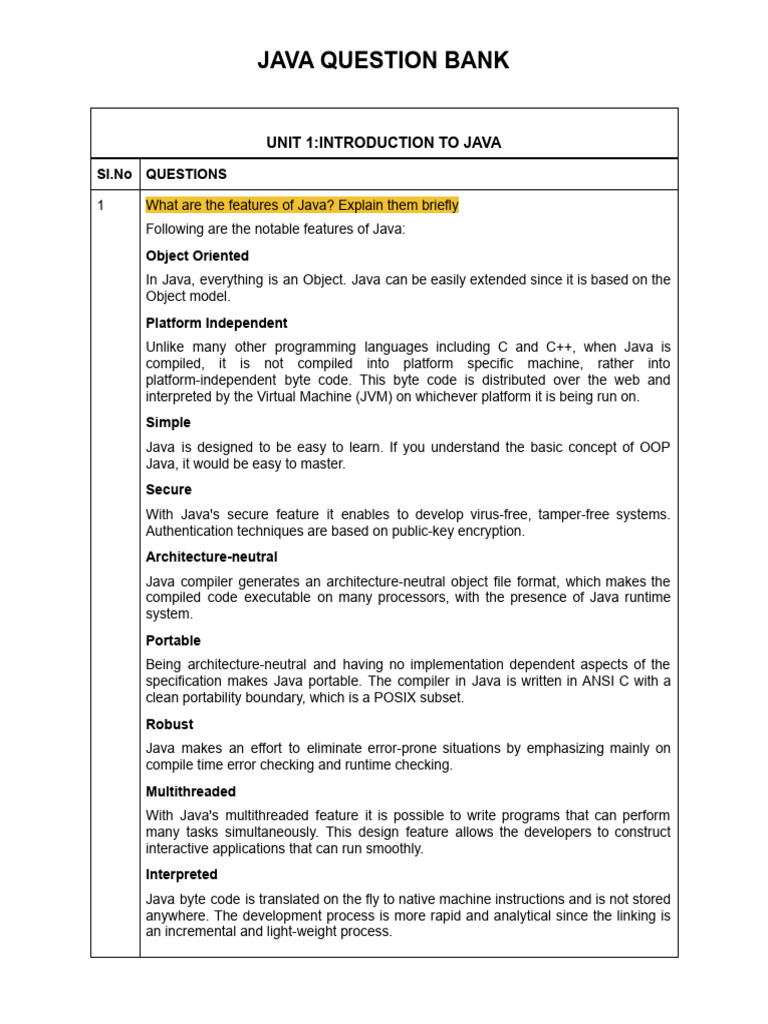 Java Question Bank With Answers 1 | PDF | Method (Computer Programming) | Java Virtual Machine