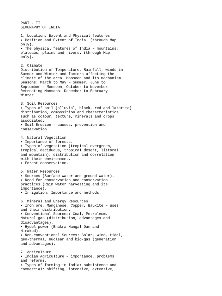 Geography Theoretical Syllabus Clas 10 Icse 2025 | PDF | Agriculture | Soil