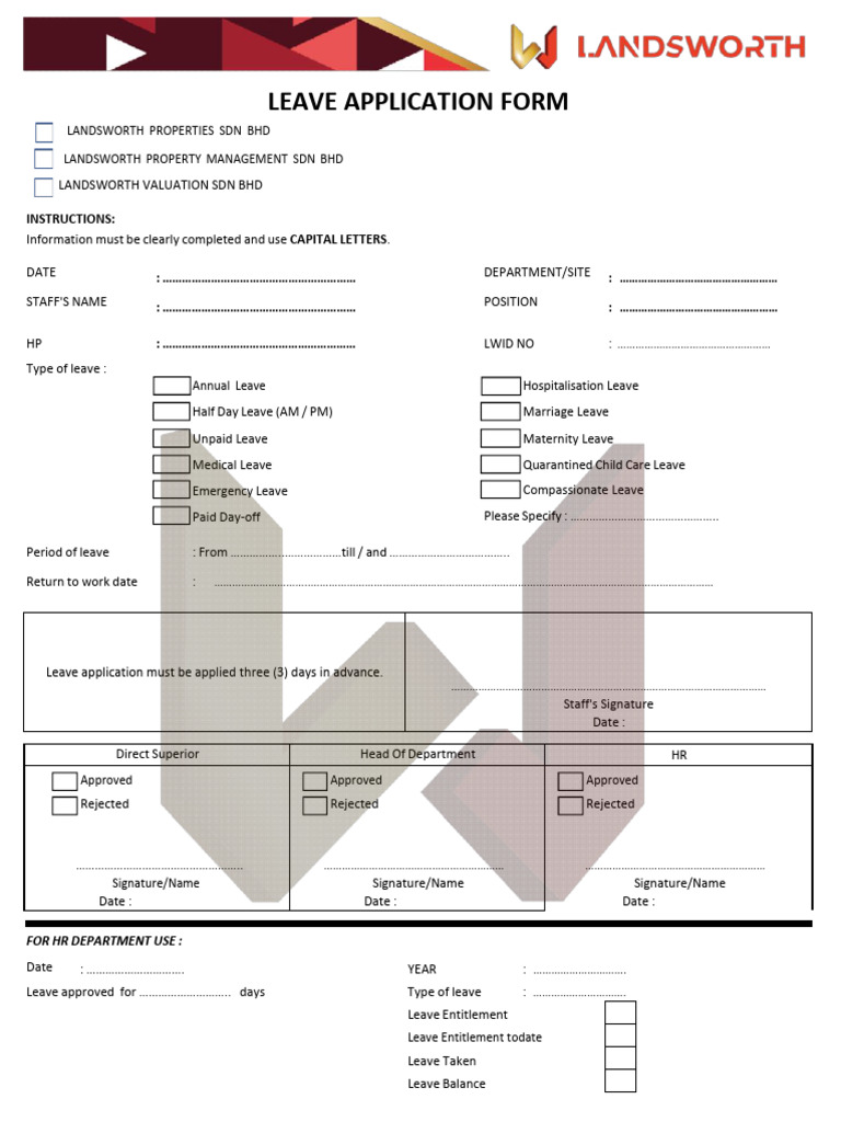 Leave Form 2024 | PDF | Family | Welfare State