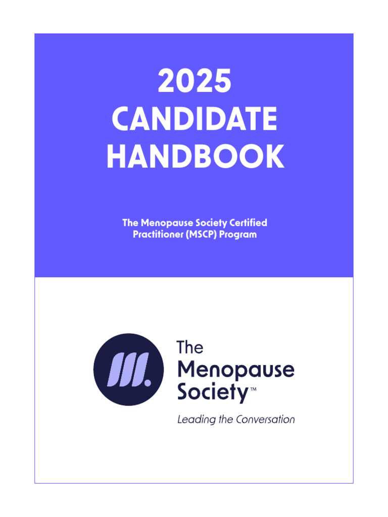 MSCP Candidate Handbook 2025 | PDF | Hormone Replacement Therapy | Cancer