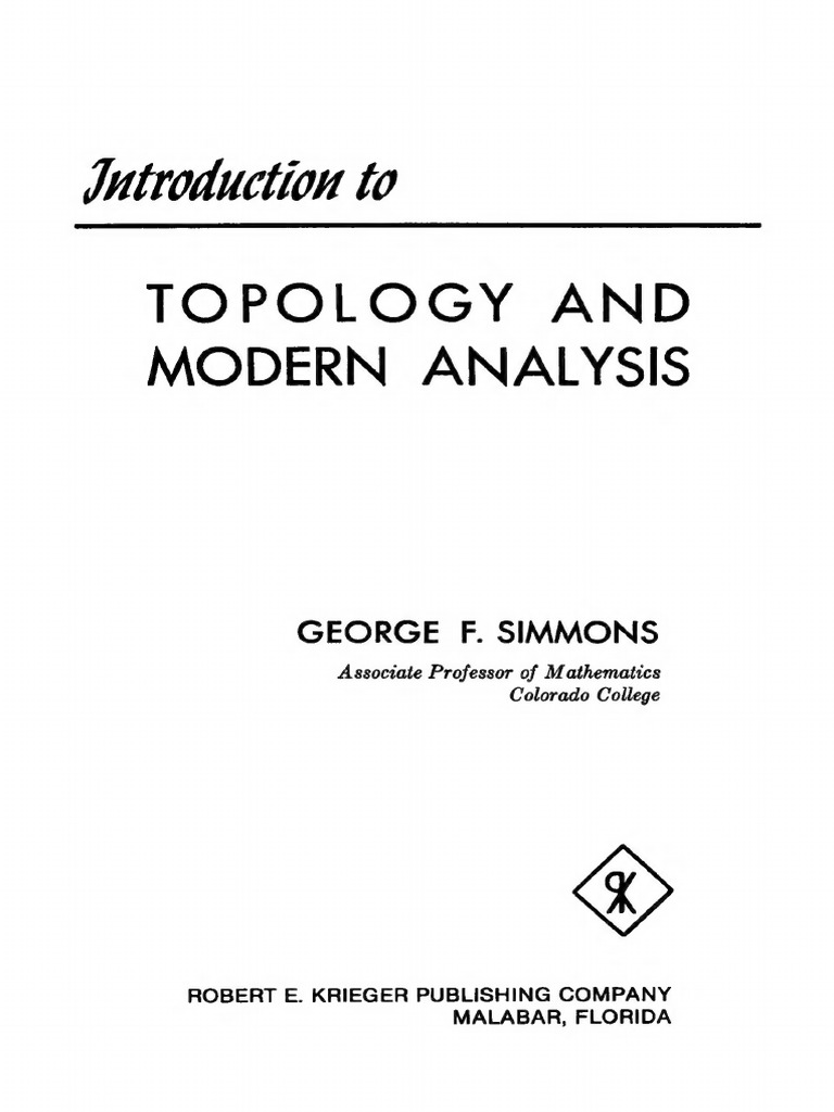 Introduction to Topology and Modern Analysis--g.f.simmons | PDF ...