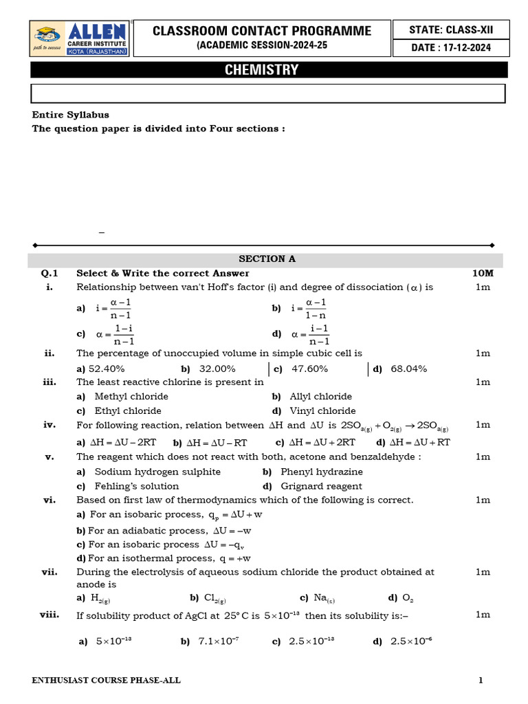 Chemistry: Classroom Contact Programme | PDF | Chemical Reactions | Ion
